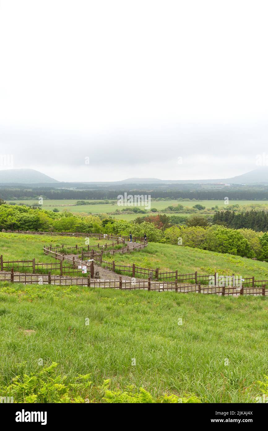 Sangumburi crater scenic landscape in Jeju island, Korea Stock Photo ...
