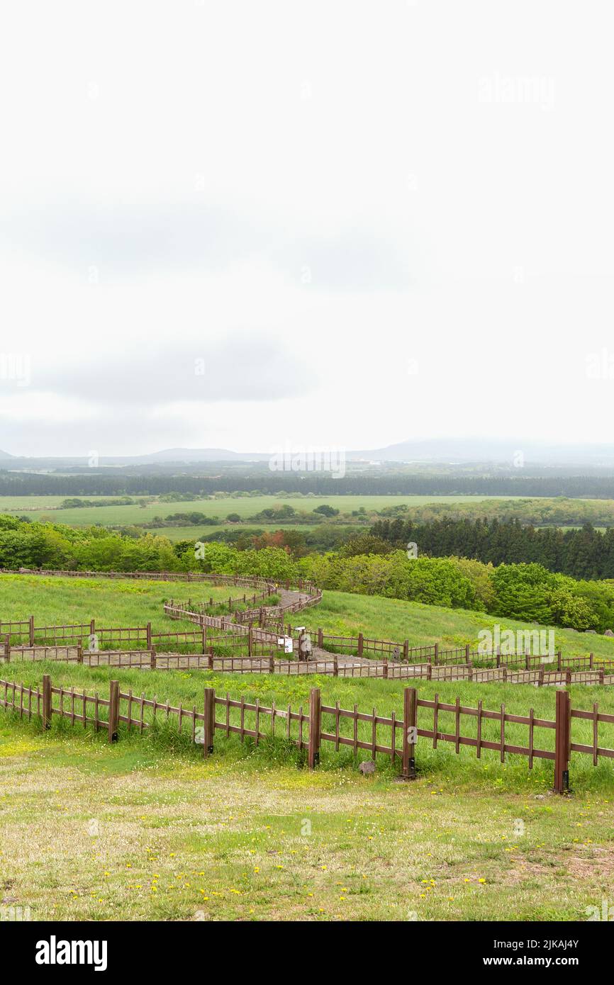 Sangumburi crater scenic landscape in Jeju island, Korea Stock Photo ...