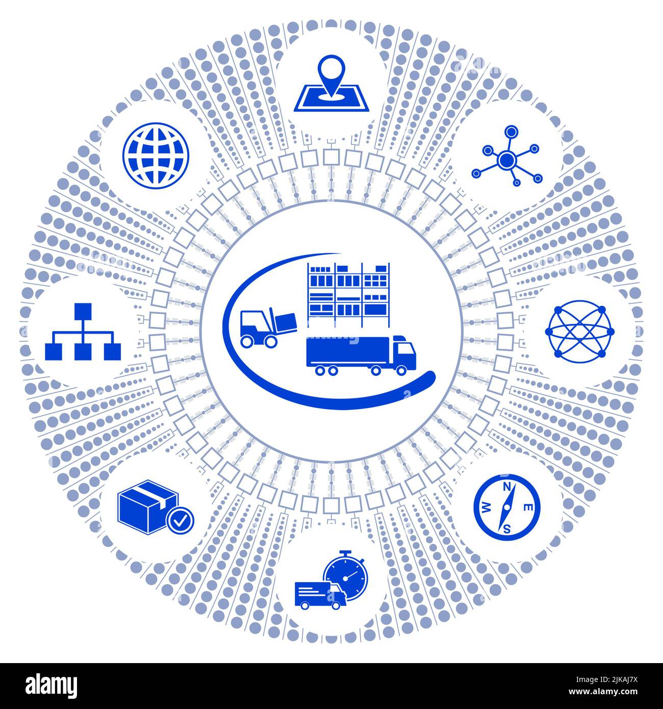 Concept of logistics with connected icons Stock Photo - Alamy