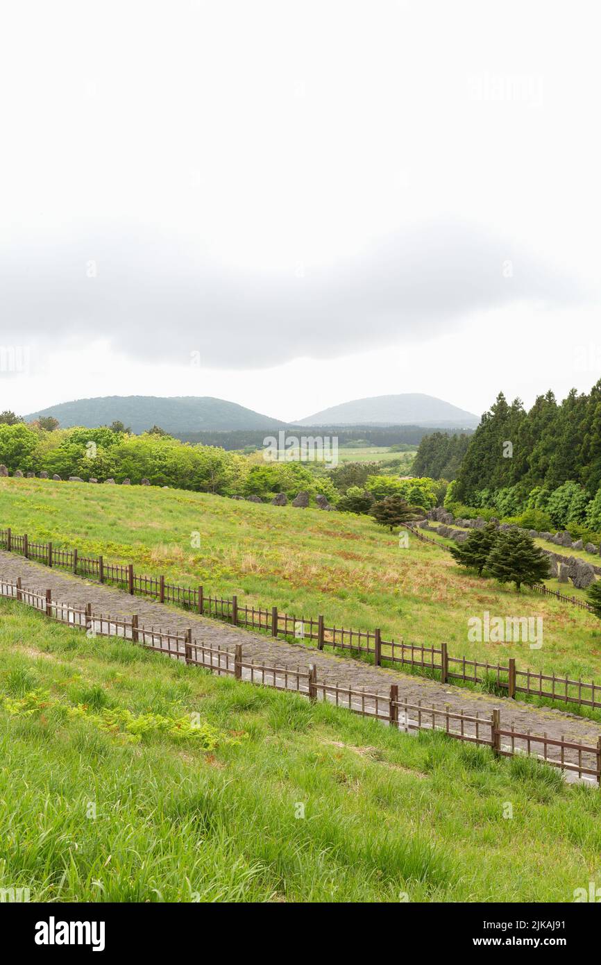 Sangumburi crater scenic landscape in Jeju island, Korea Stock Photo ...