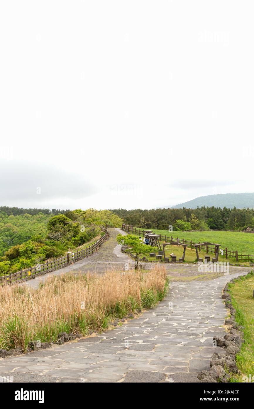 Sangumburi crater scenic landscape in Jeju island, Korea Stock Photo ...