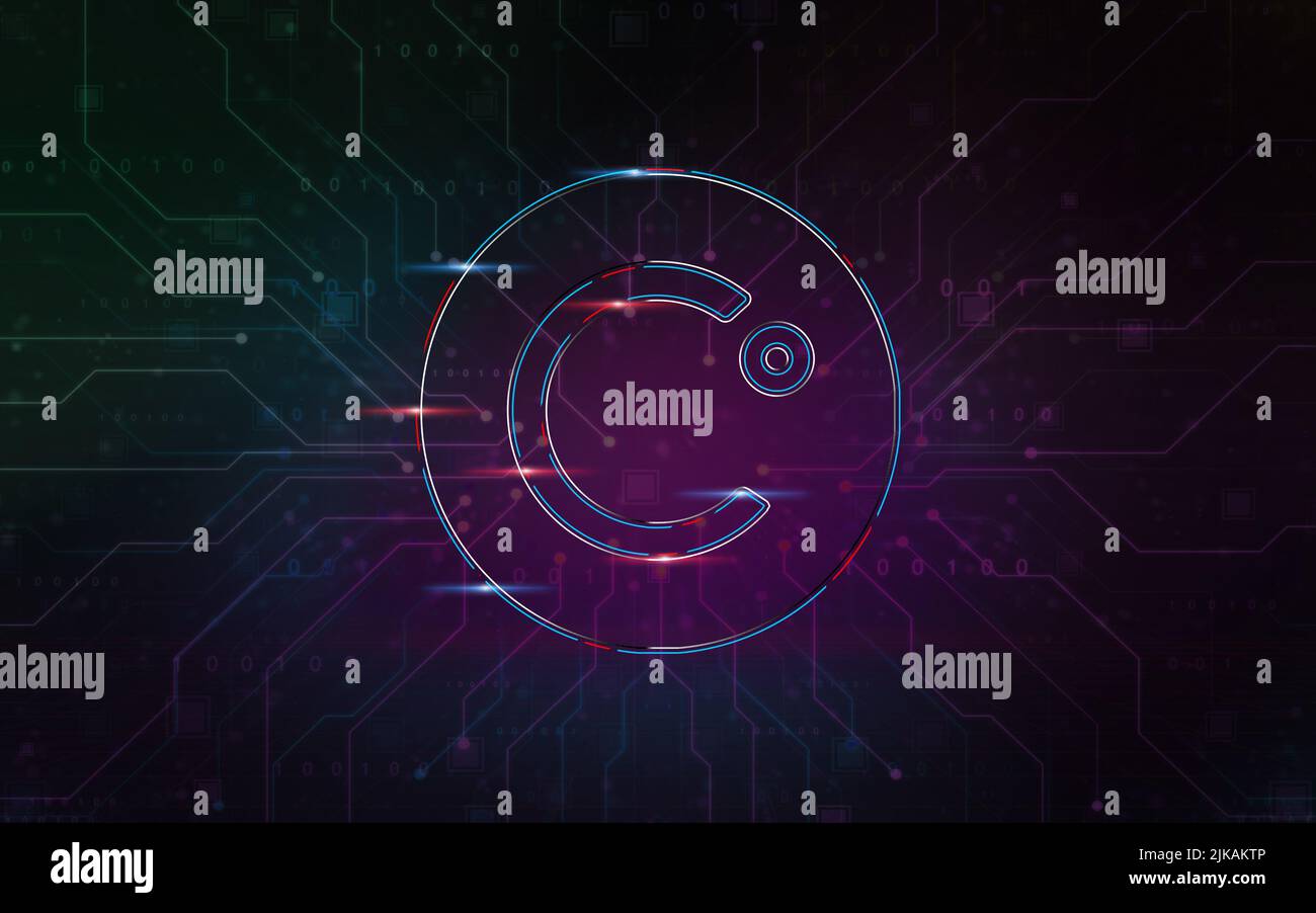 3D rendering cryptocurrency celsius coin on colorful background ...