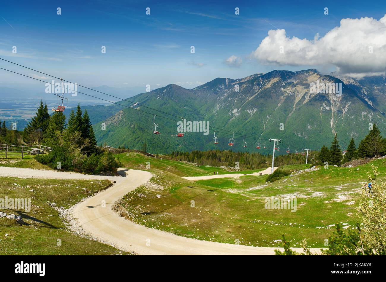 Big Pasture Plateau in the Kamnik Alps, Slovenia. Mountain cottage hut ...