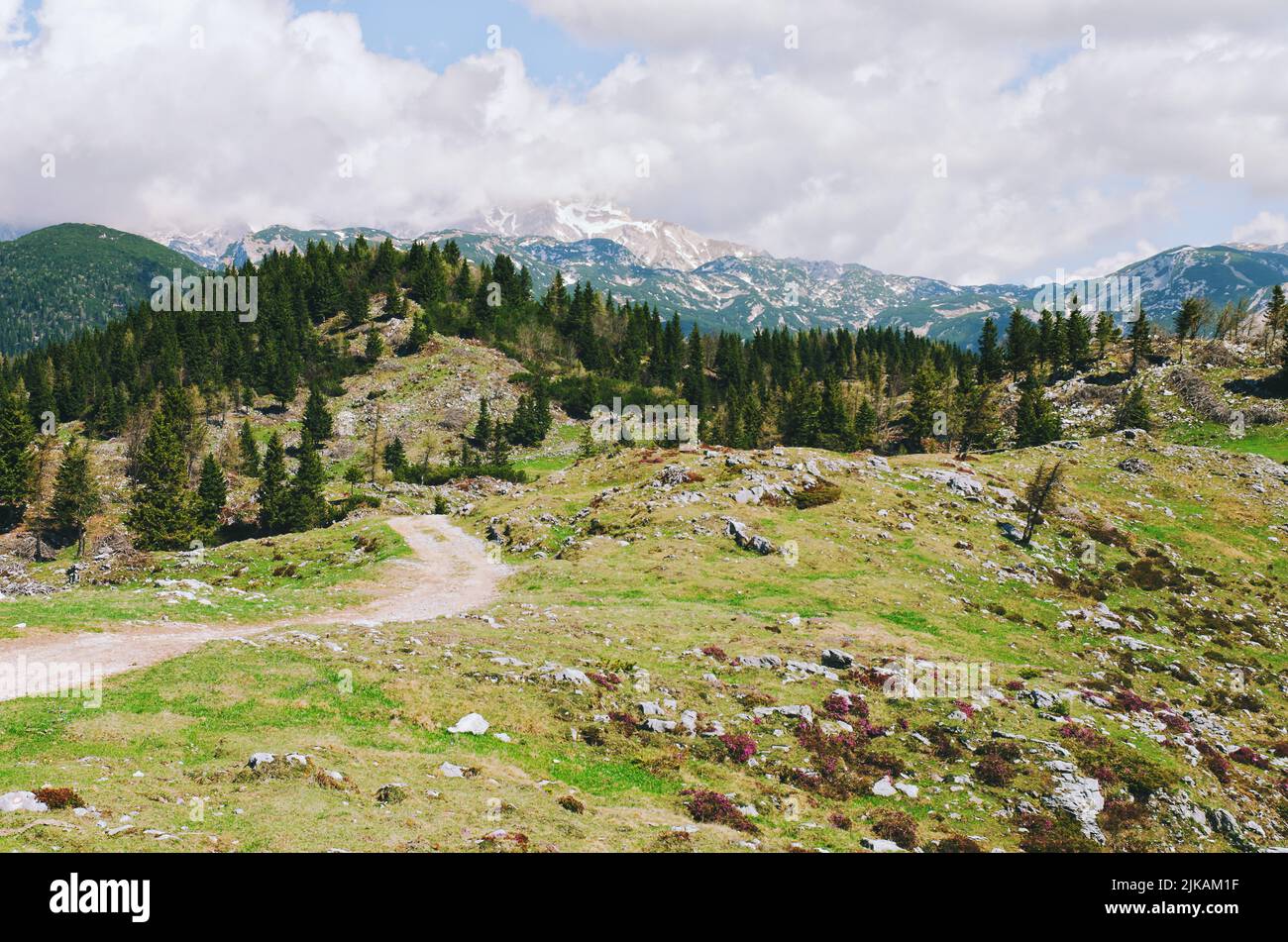 Big Pasture Plateau in the Kamnik Alps, Slovenia. Mountain cottage hut ...