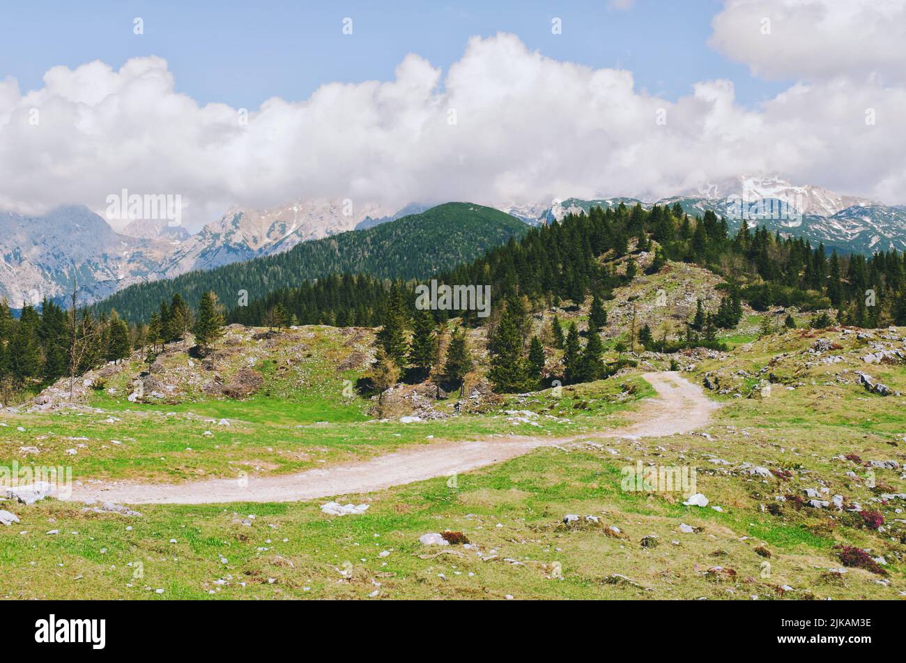 Big Pasture Plateau in the Kamnik Alps, Slovenia. Mountain cottage hut ...