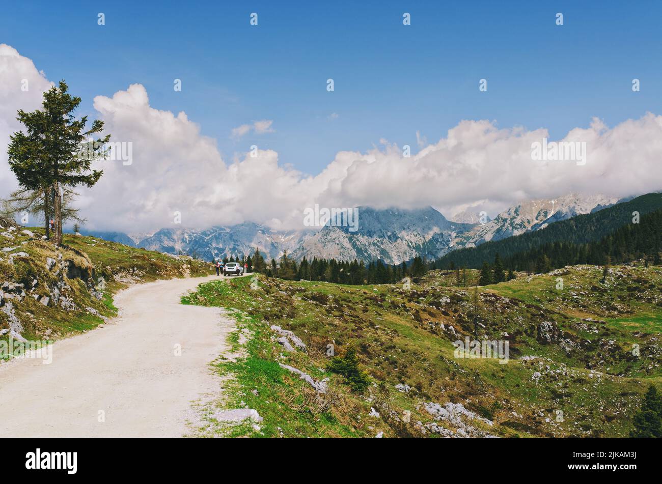Big Pasture Plateau in the Kamnik Alps, Slovenia. Mountain cottage hut ...