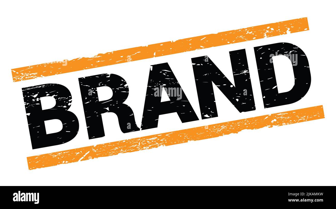 BRAND text written on orange rectangle stamp sign Stock Photo - Alamy