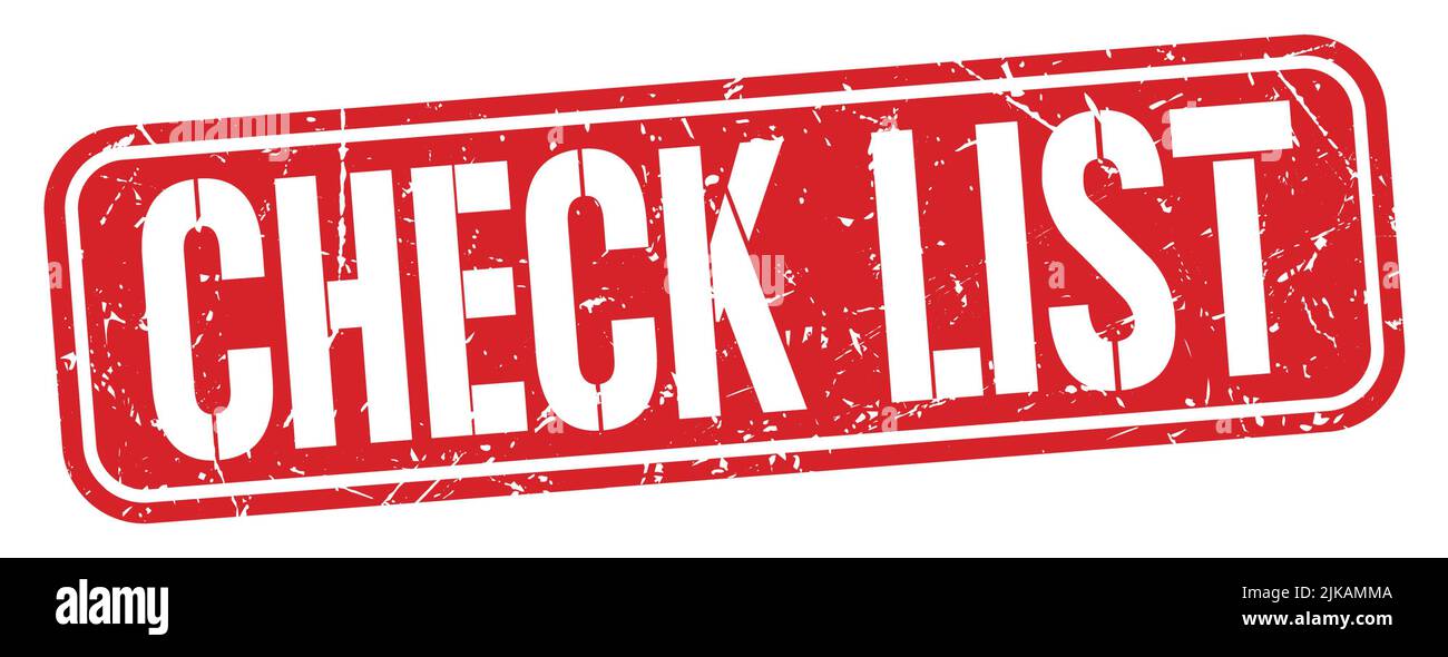 CHECK LIST text written on red grungy stamp sign Stock Photo - Alamy