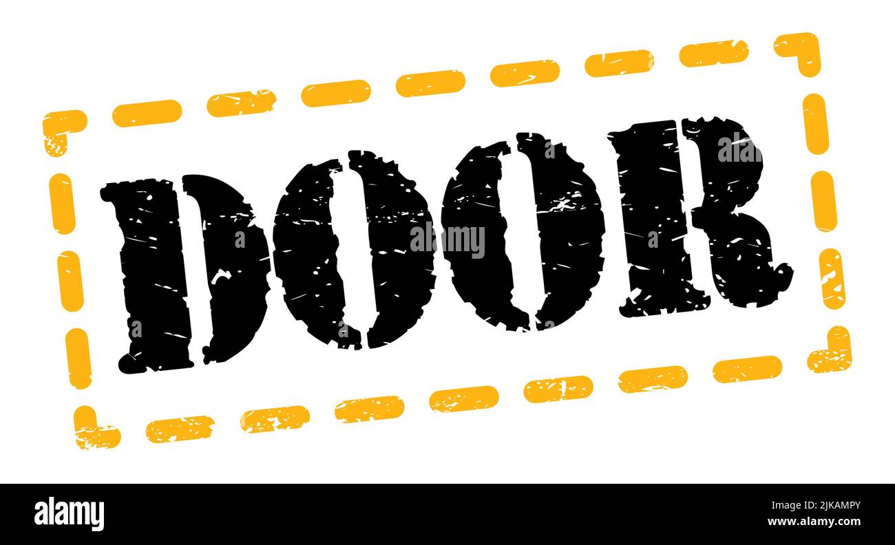 DOOR text written on yellow-black dash stamp sign Stock Photo - Alamy