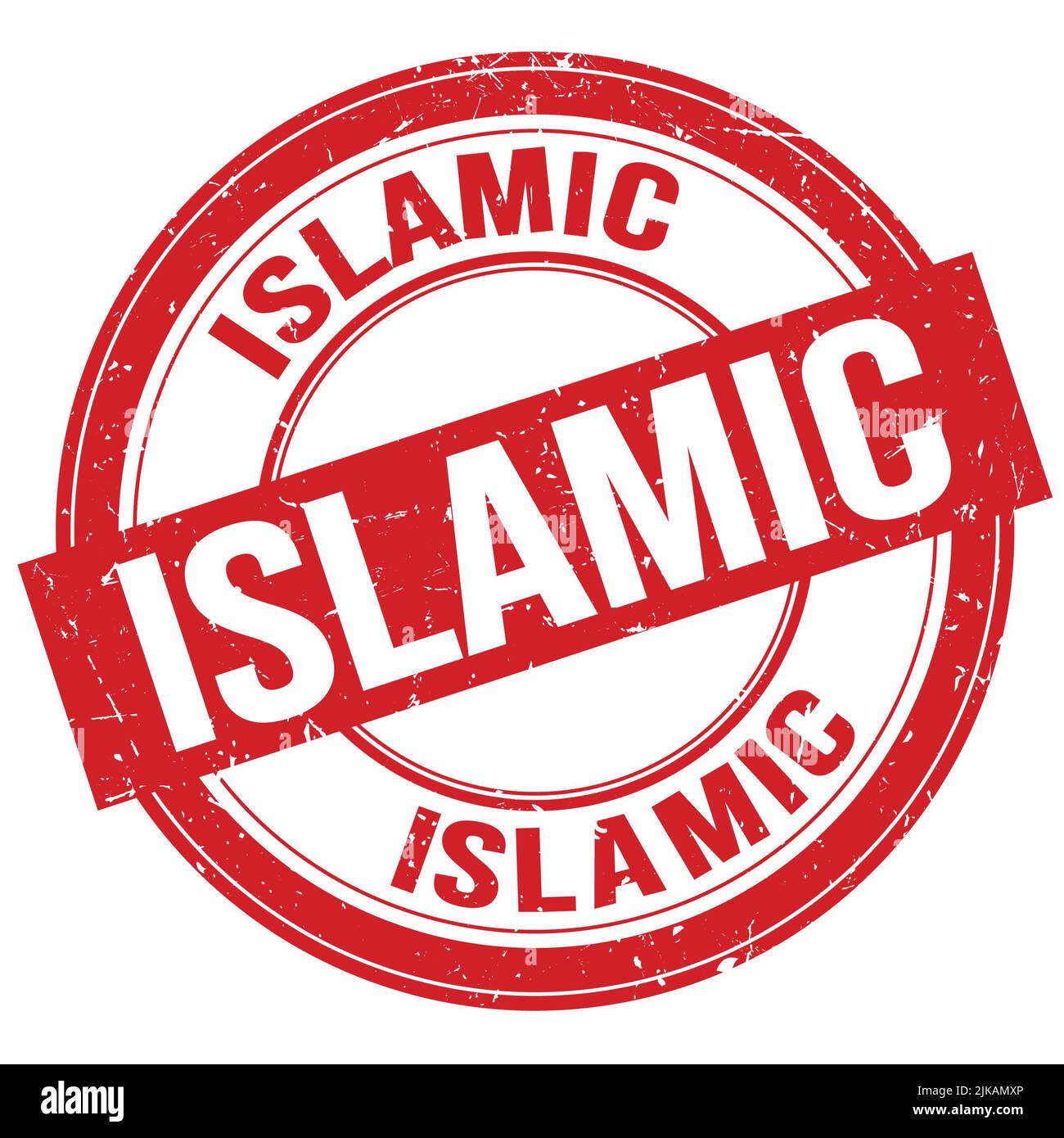 ISLAMIC text written on red round grungy stamp sign Stock Photo - Alamy