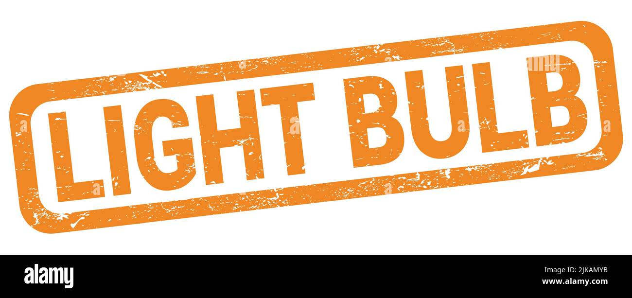 LIGHT BULB text written on orange rectangle stamp sign Stock Photo - Alamy