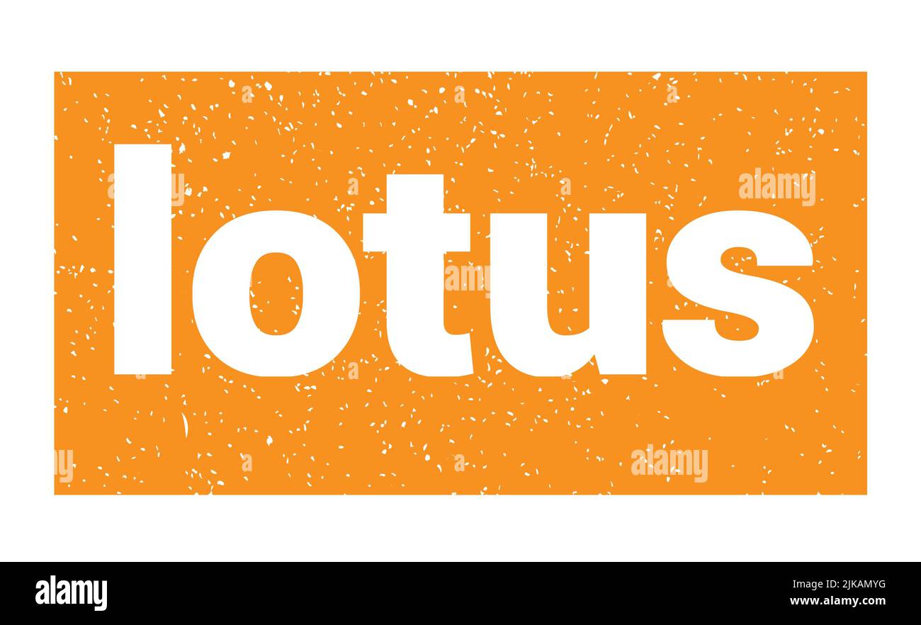 lotus text written on orange grungy stamp sign Stock Photo - Alamy