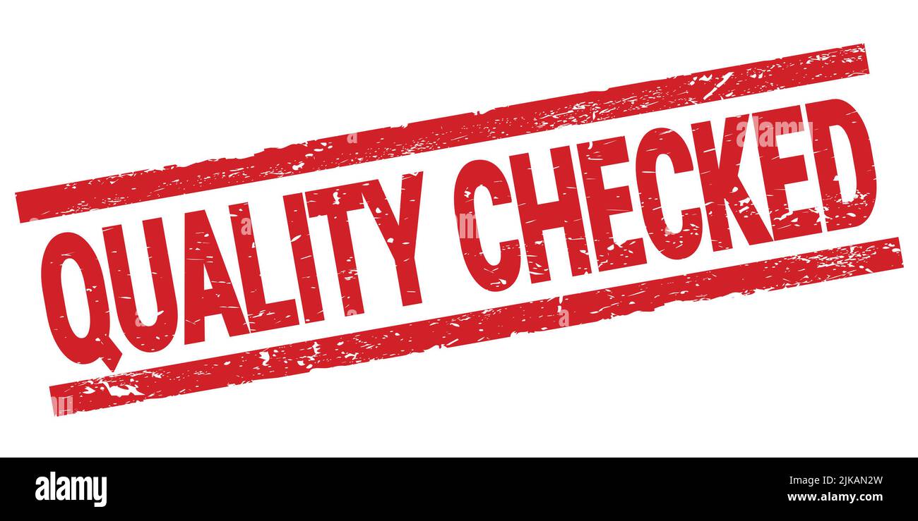 QUALITY CHECKED text written on red rectangle stamp sign Stock Photo ...