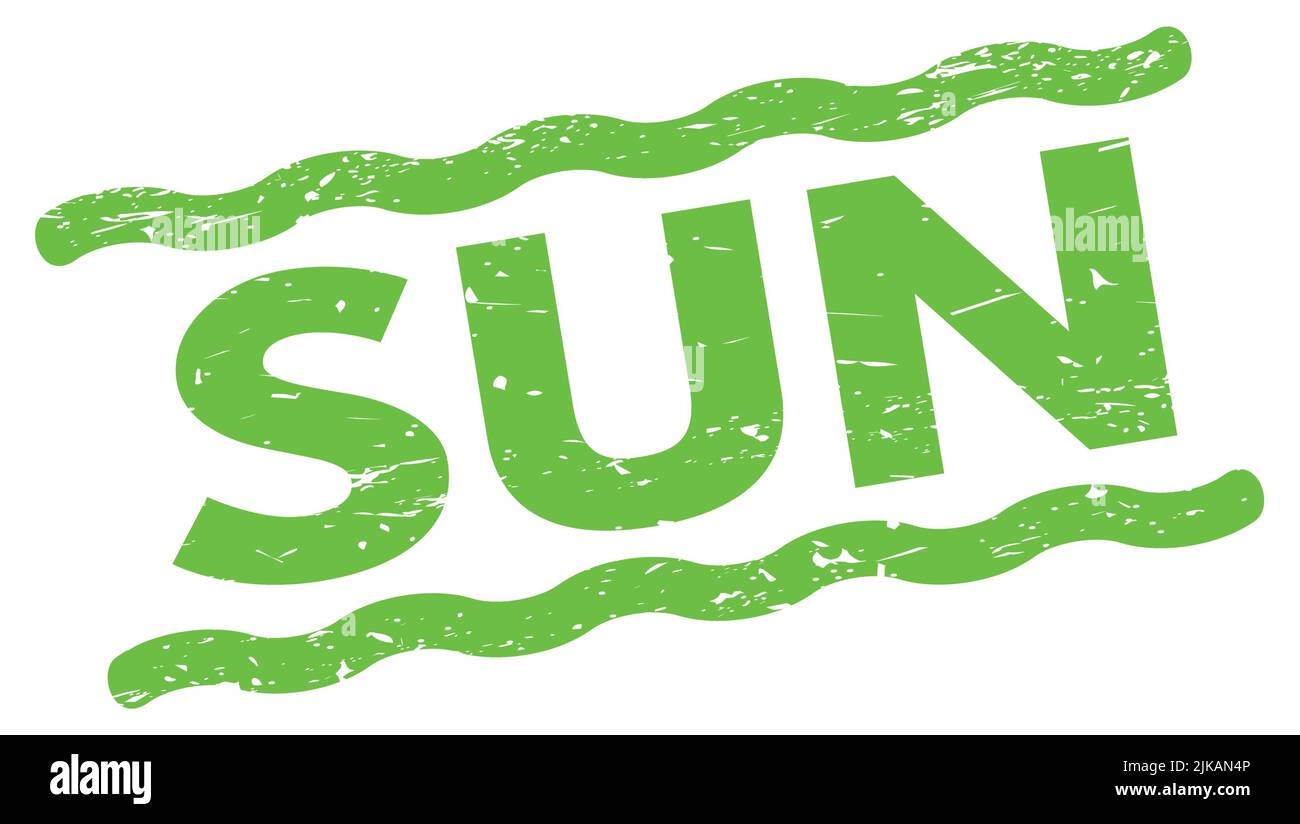 SUN text written on green lines stamp sign Stock Photo - Alamy