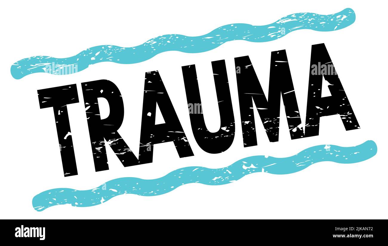 TRAUMA text written on blue-black lines stamp sign Stock Photo - Alamy