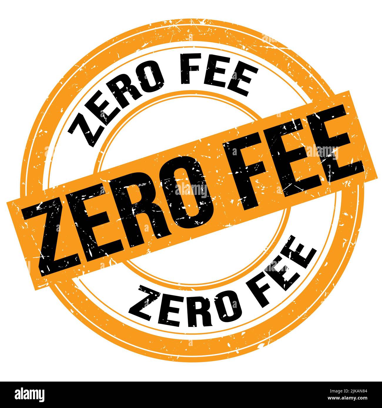 ZERO FEE text written on orange-black round grungy stamp sign Stock ...
