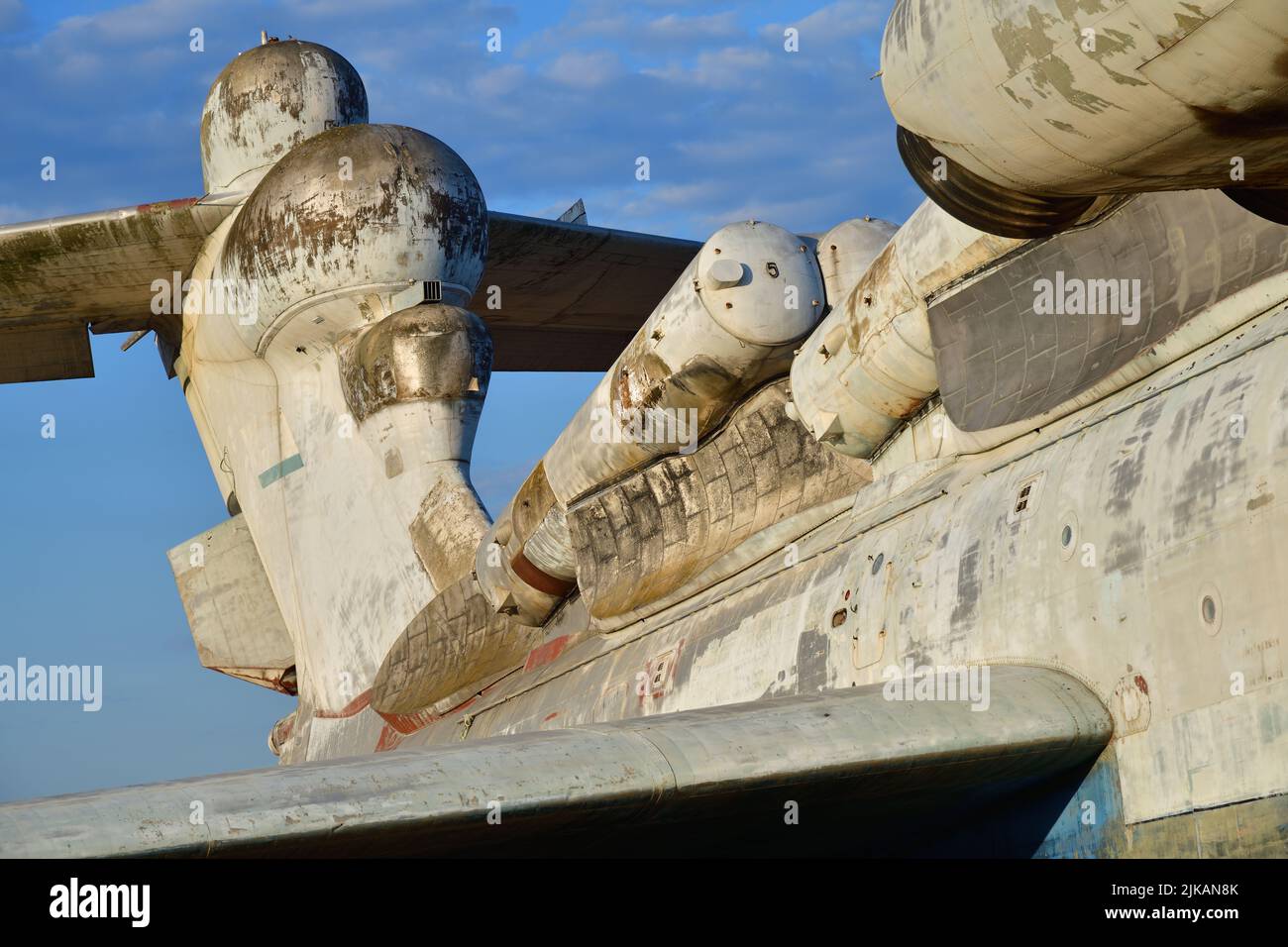 Detail of the abandoned Soviet Lun-class ekranoplan on the coast of the ...