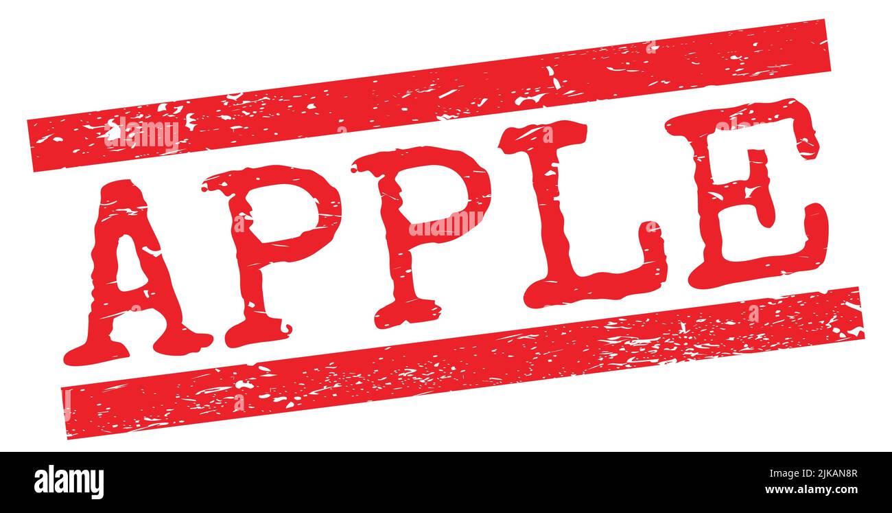 APPLE text written on red grungy lines stamp sign Stock Photo - Alamy
