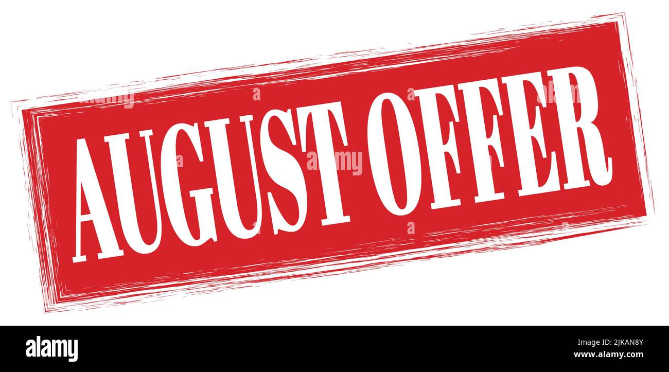 AUGUST OFFER text written on red rectangle stamp sign Stock Photo - Alamy