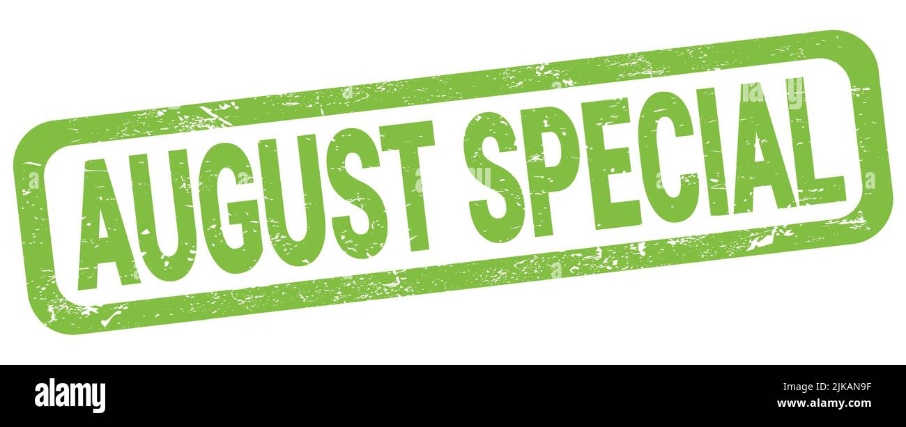 AUGUST SPECIAL text written on green rectangle stamp sign Stock Photo ...
