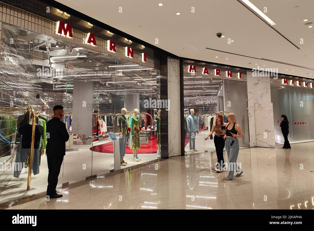 SHANGHAI, CHINA - AUGUST 1, 2022 - Customers pass the MARNI luxury ...