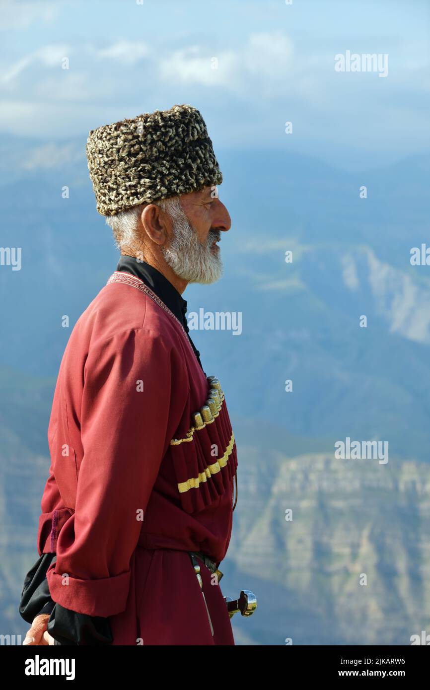 Dagestan, Russia - 21 July, 2022: Local man in national tradition dress ...