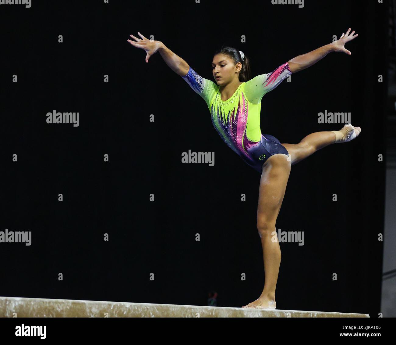 July 29, 2022: Madray Johnson of WOGA performs on the balance beam during the 2022 U.S. Classic ...