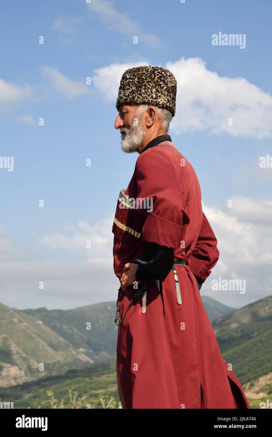 Dagestan, Russia - 21 July, 2022: Local man in national tradition dress ...