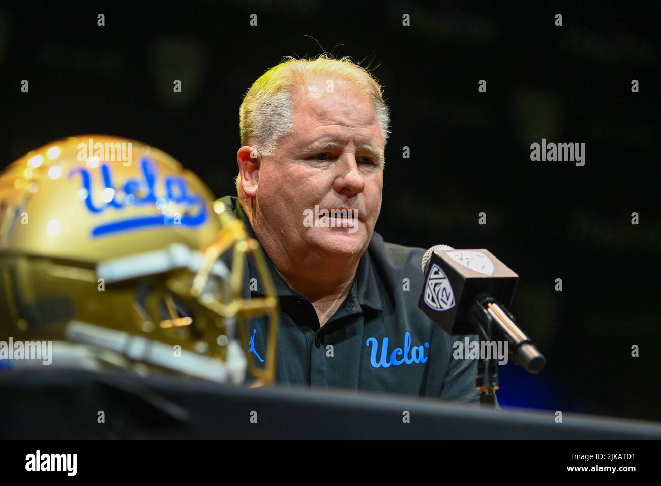 UCLA Bruins head coach Chip Kelly speaks during PAC-12 Media Day on ...