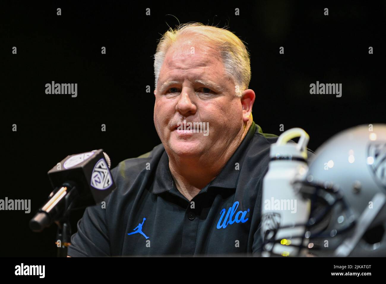 UCLA Bruins head coach Chip Kelly speaks during PAC-12 Media Day on ...