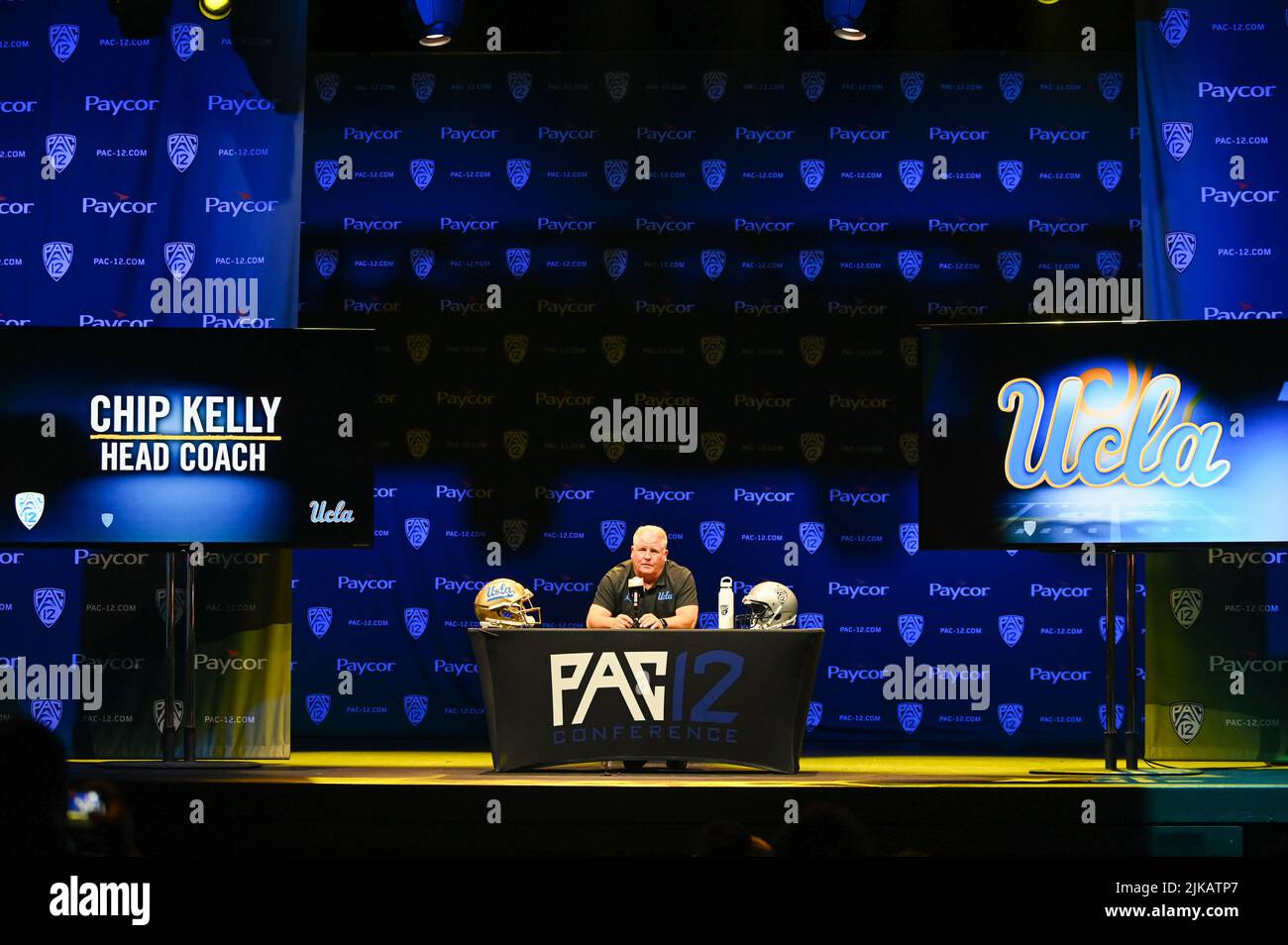 UCLA Bruins head coach Chip Kelly speaks during PAC-12 Media Day on ...