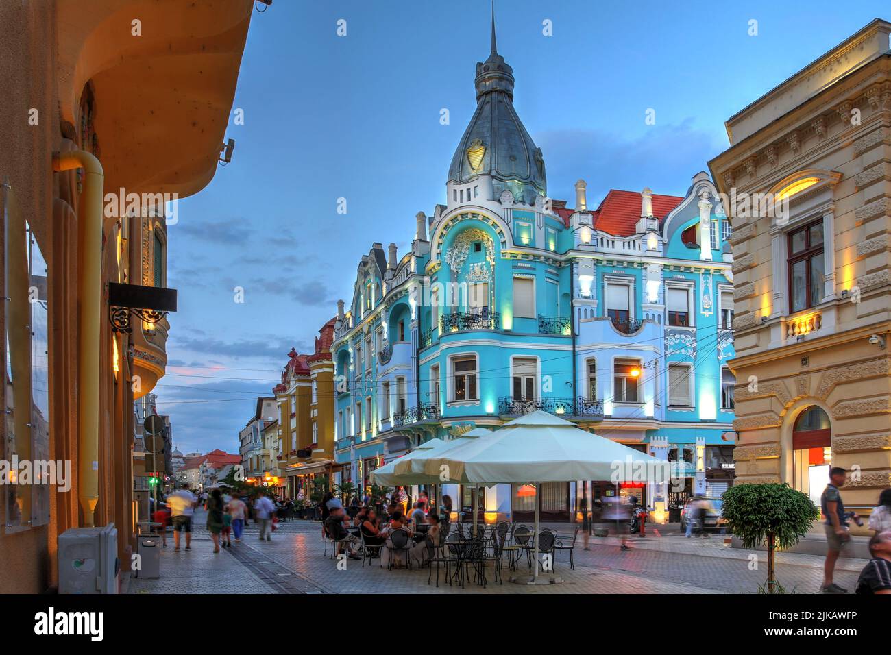 Evening along Republic Walkway (Calea Republicii) featuring the iconic ...