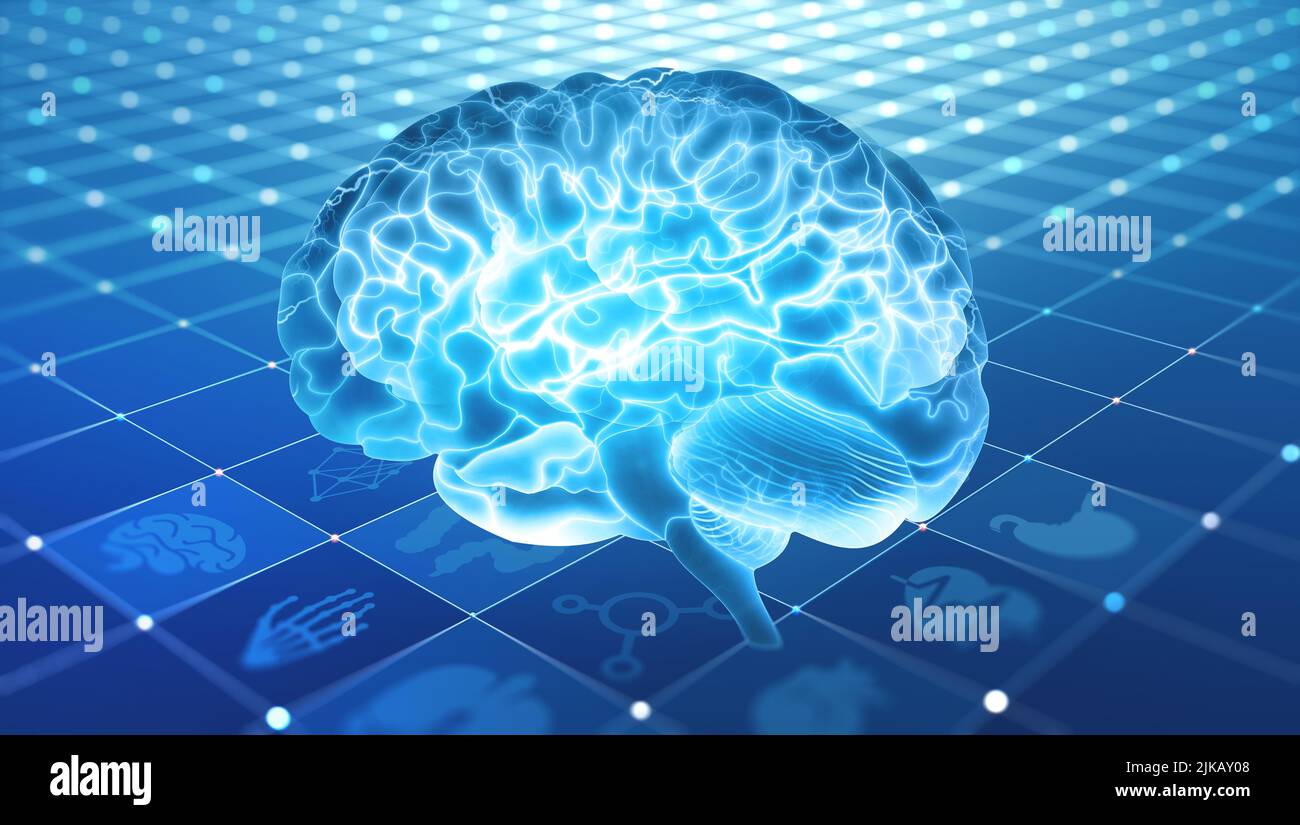 Brain. Virtual medicine, remote diagnostics. Brain research. Neurology ...