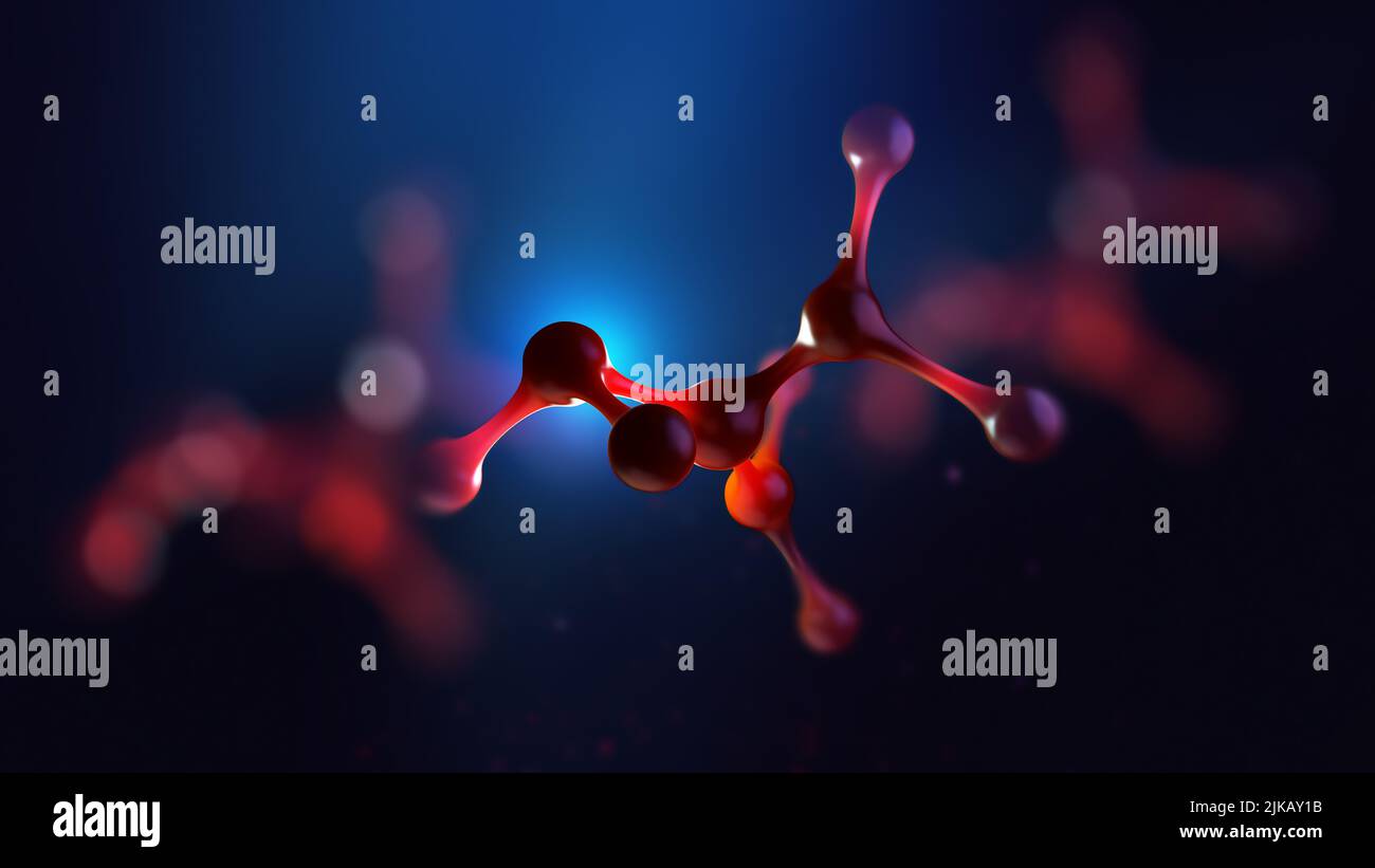 Molecule 3D illustration. Medical developments. Crystal lattice under a ...