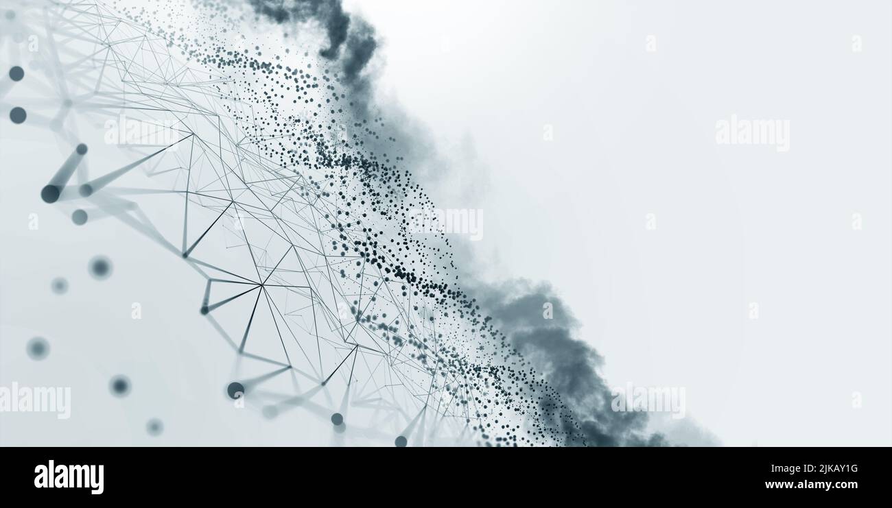 Big data, cryptography programming 3D illustration. Neural network ...