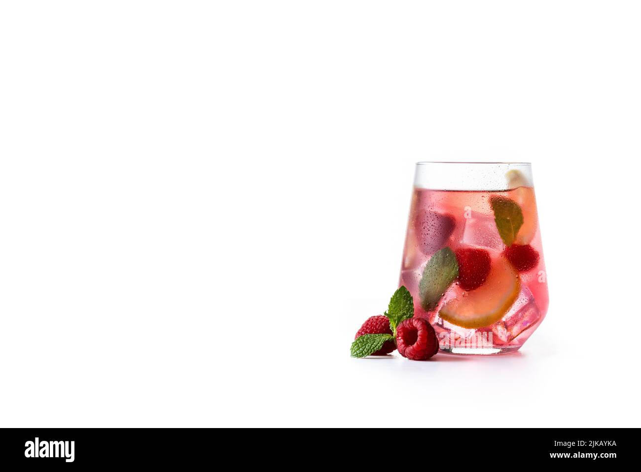 Raspberry lemonade drink isolated on white background Stock Photo - Alamy