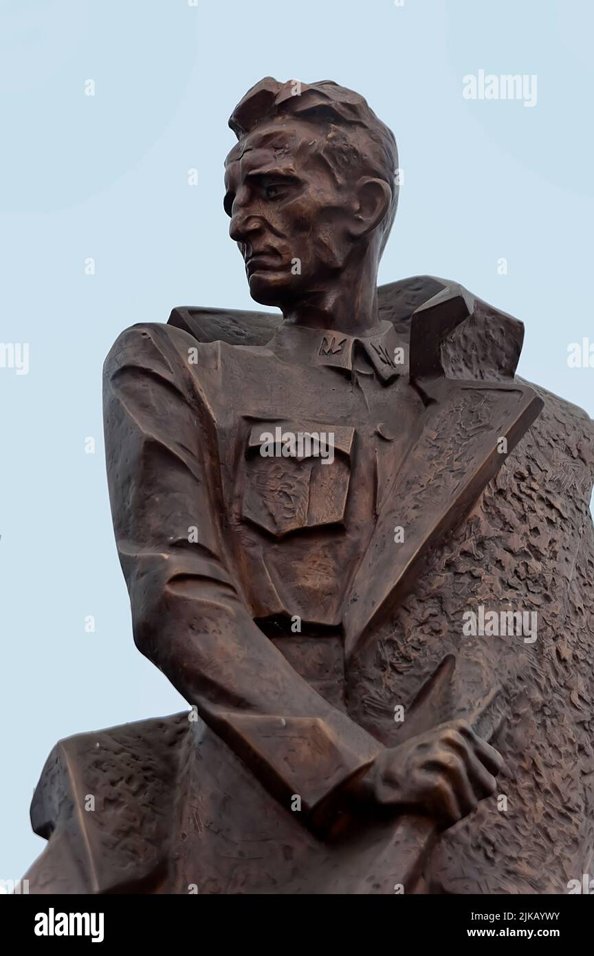The sculpture of Roman Yosypovych Shukhevych in Ivano-Frankivsk Ukraine ...
