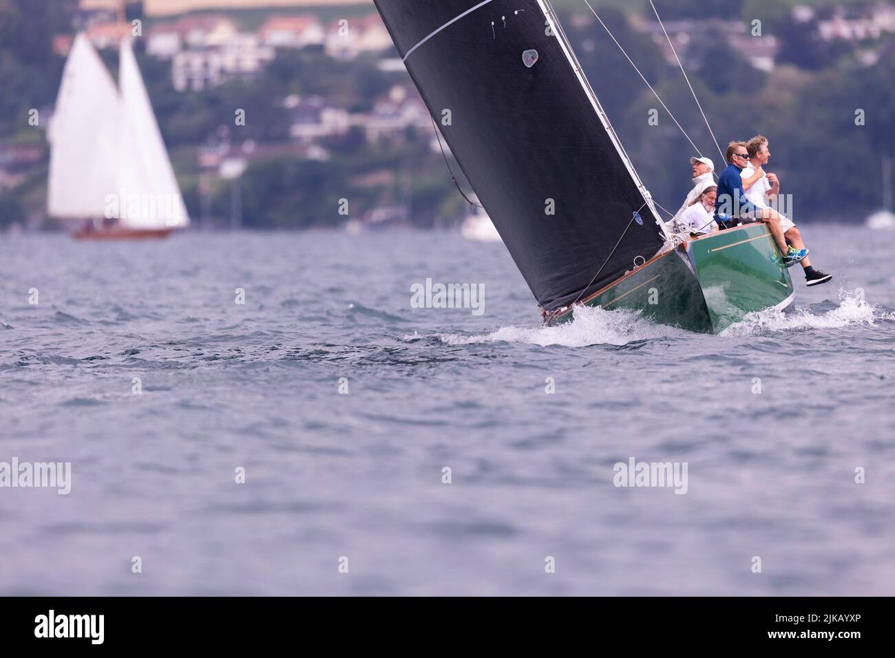 Geneva, Switzerland 20220729.King Harald and his crew aboard the boat ...