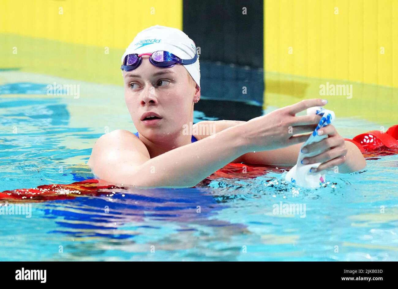 Scotland's Katie Shanahan reacts after qualifying in the Women's 200m ...
