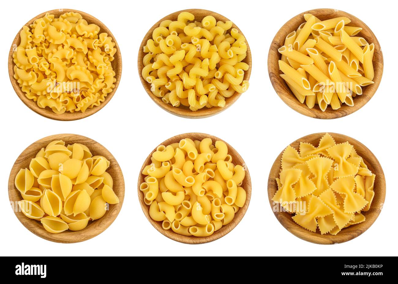 Uncooked dried conchiglie in bowl. Raw organic shell pasta isolated on ...