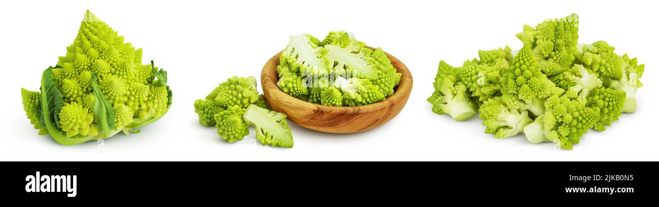 Romanesco broccoli cabbage or Roman Cauliflower isolated on white ...