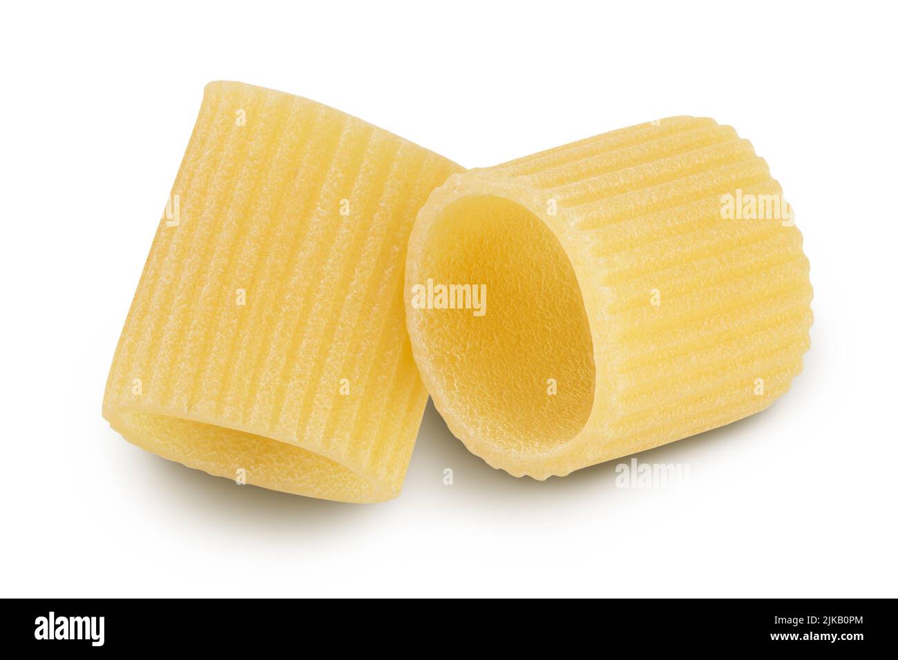 raw italian pasta isolated on white background. Mezze Maniche Rigate ...
