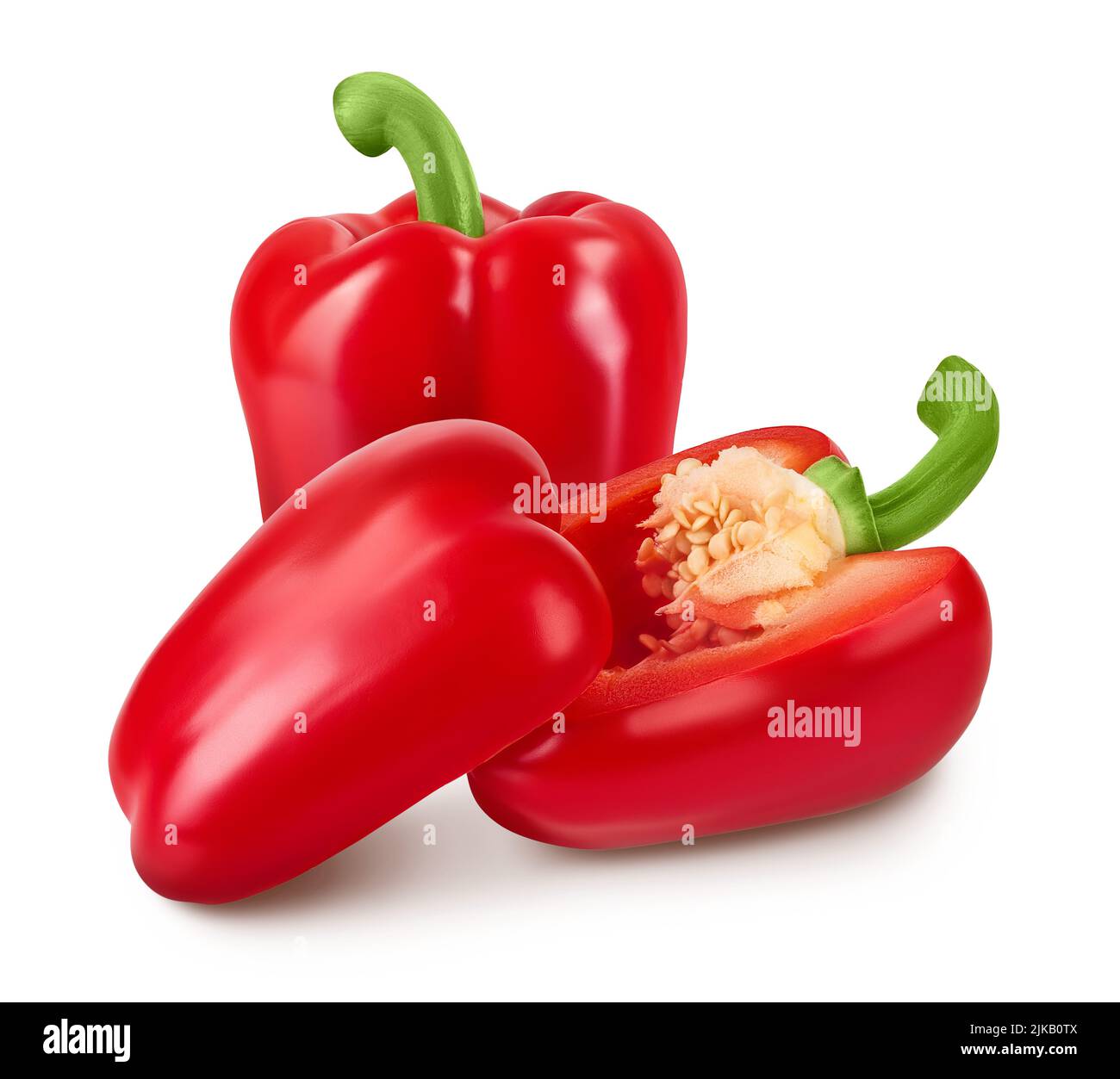 red sweet bell pepper half isolated on white background Stock Photo - Alamy
