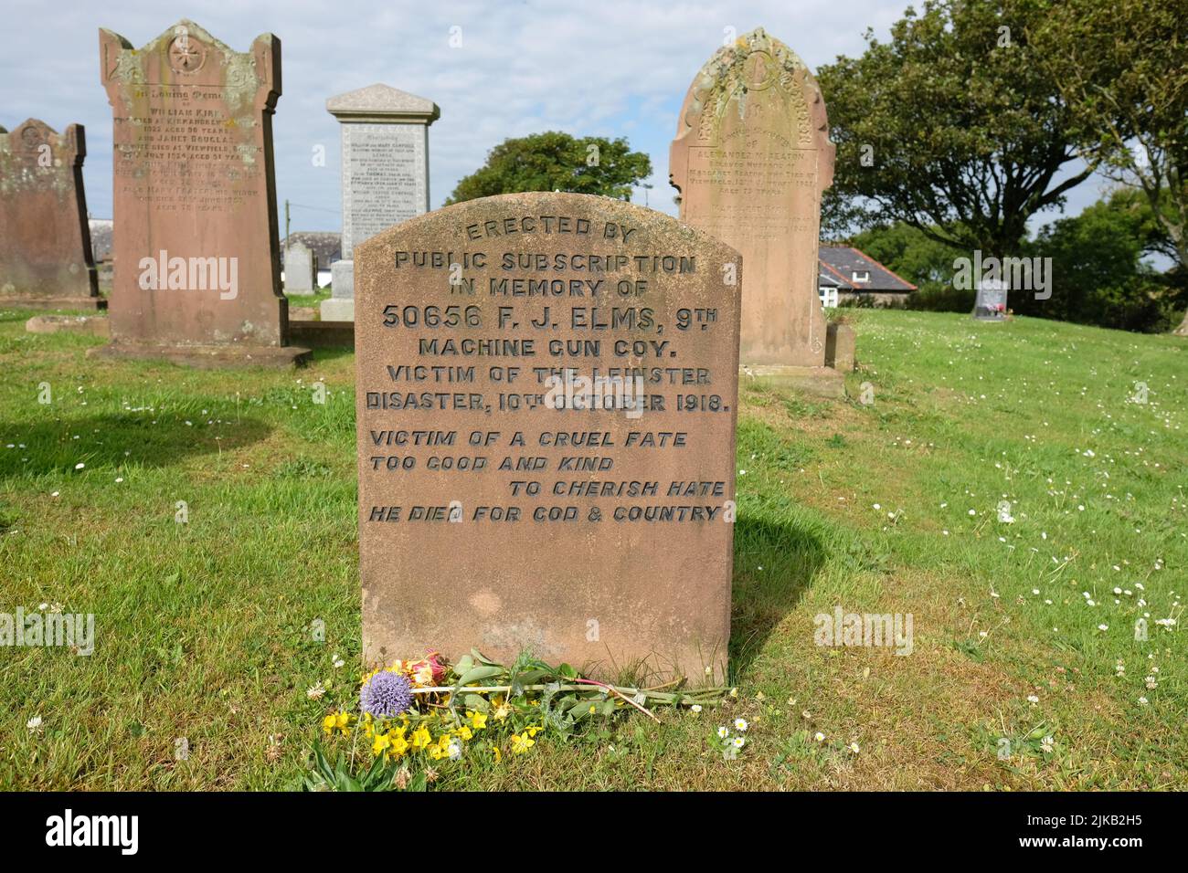 Kirkandrews Scotland Grave from the sinking of the RMS Leinster ship in WW1 in October 1918 ...