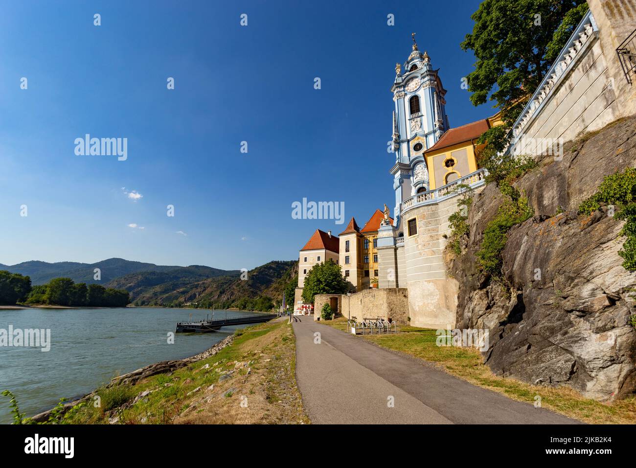 Church of Durnstein in Wachau on Danube, an Unesco World Heritage SIte ...