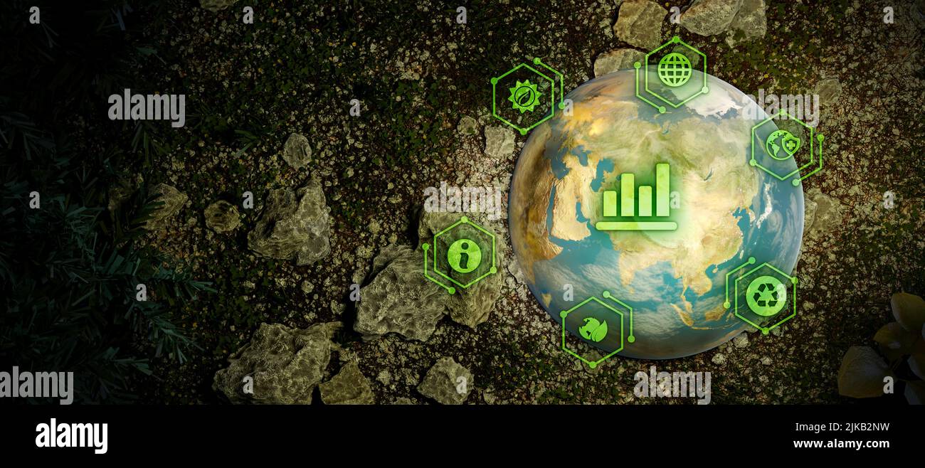 Green Business Sustainability Illustrative Banner Background 3D ...