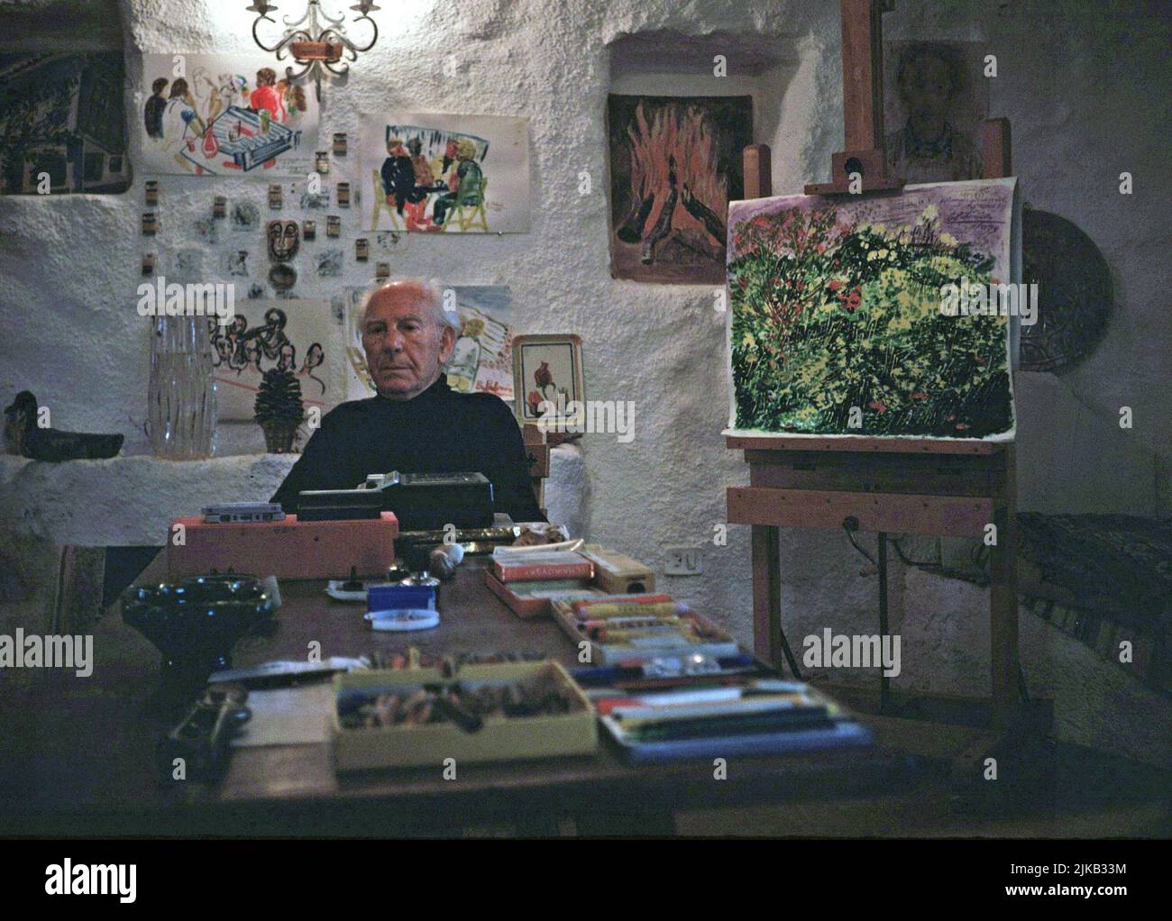 PALENCIA , BENJAMIN. PINTOR ESPAÑOL . BARRAX 1903-1980. EN SU ESTUDIO ...