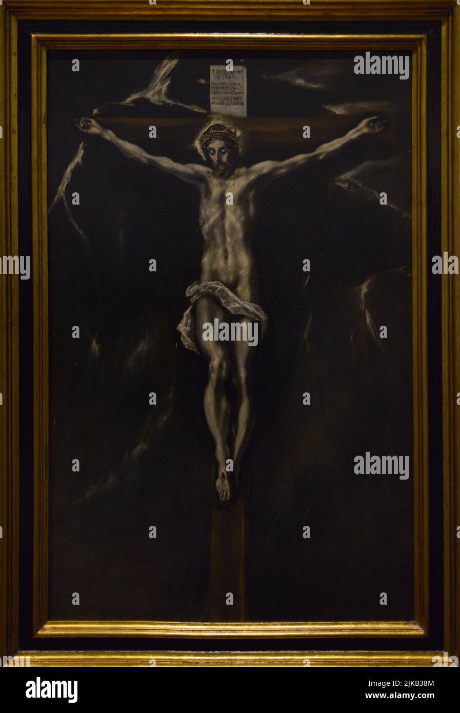 Christ Crucified. Oil on canvas by a follower of El Greco, 17th century. El Greco Museum. Toledo ...
