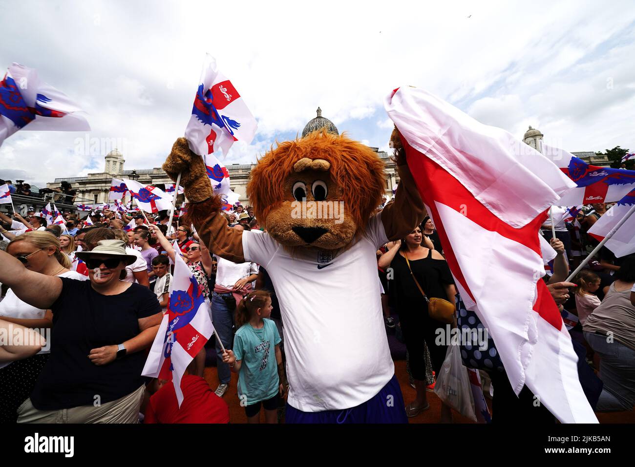 A England fan dressed as a Lion during a fan celebration to commemorate ...