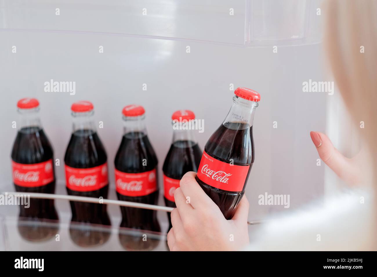coca cola glass bottles fridge Stock Photo - Alamy